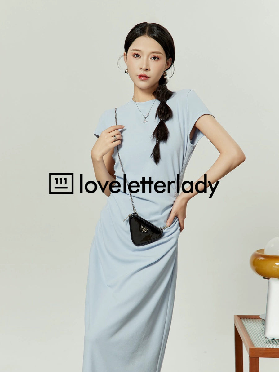 Round Neck Light Blue Dress LLA0101 – AuroraBoutique